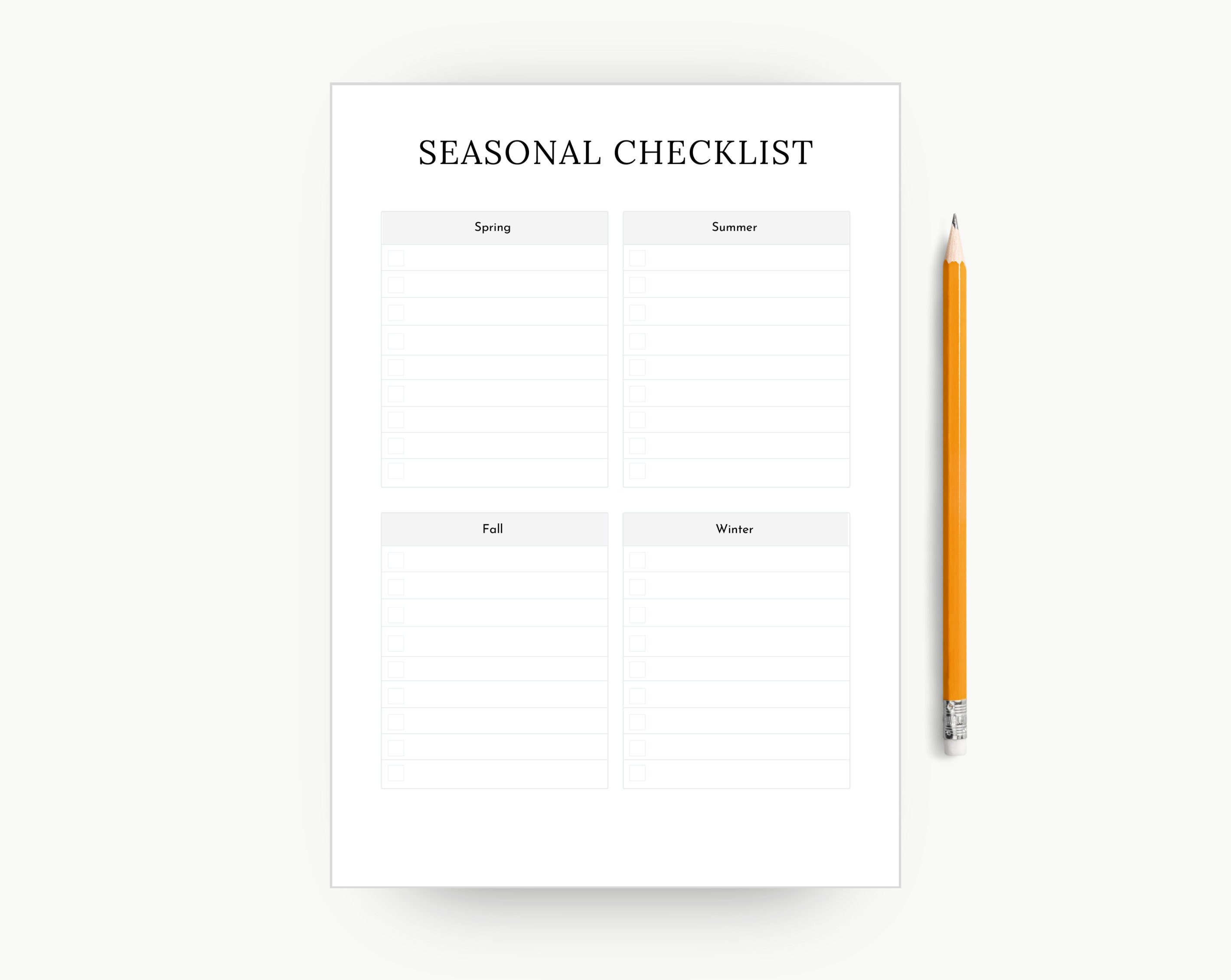 Seasonal Checklist to Do List Task Chart Seasonal Cleaning Checklist ...