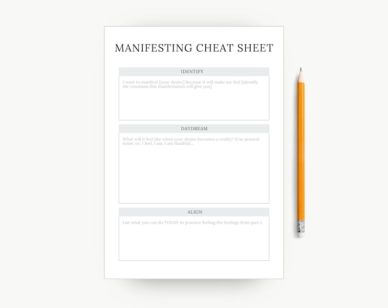 Printable Manifesting Cheat Sheet Planners Instant Download Home and ...