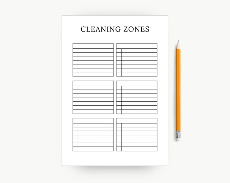 Cleaning Zones Cleaning Checklist Printable Cleaning Planner Cleaning ...