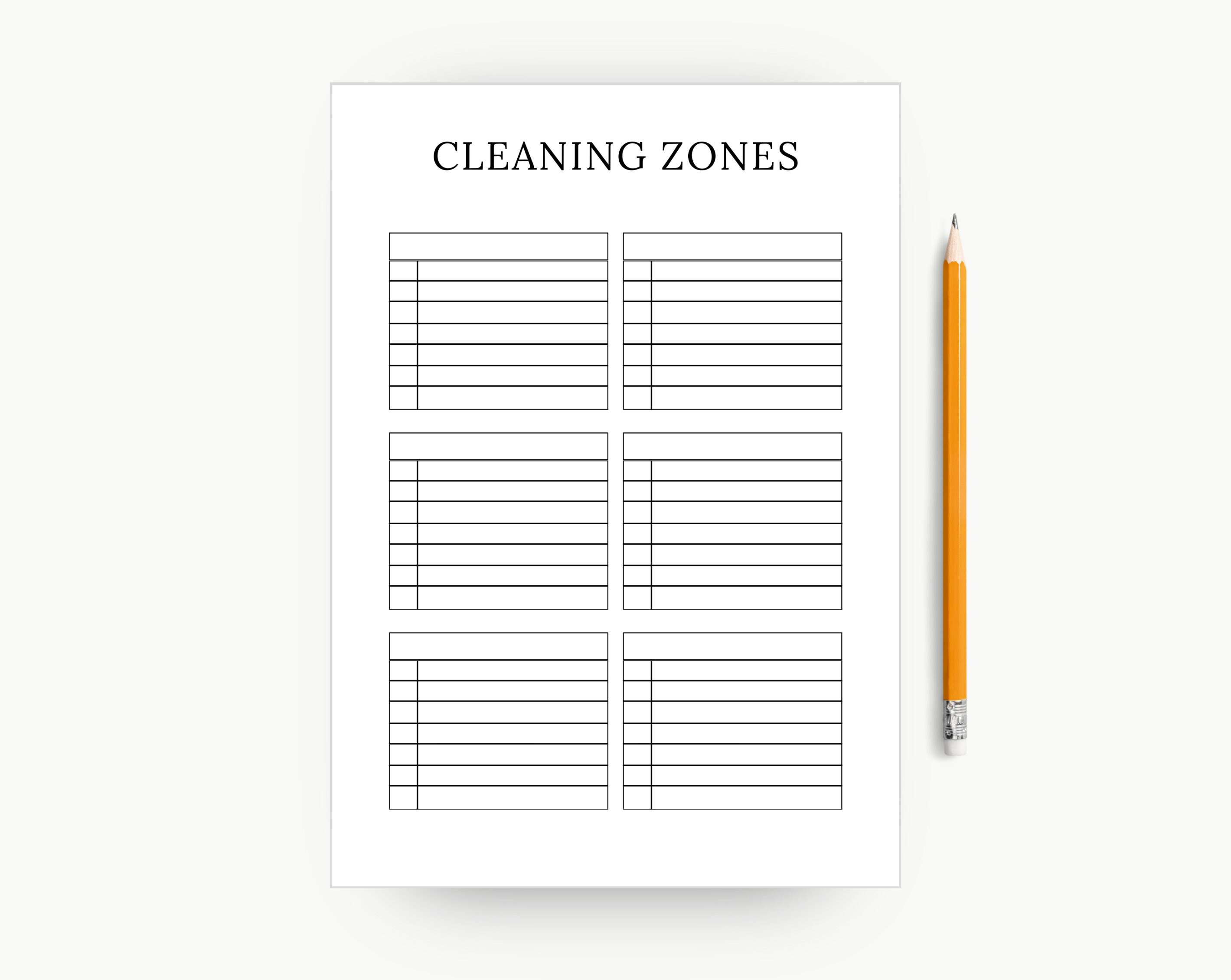 Cleaning Zones Cleaning Checklist Printable Cleaning Planner Cleaning ...