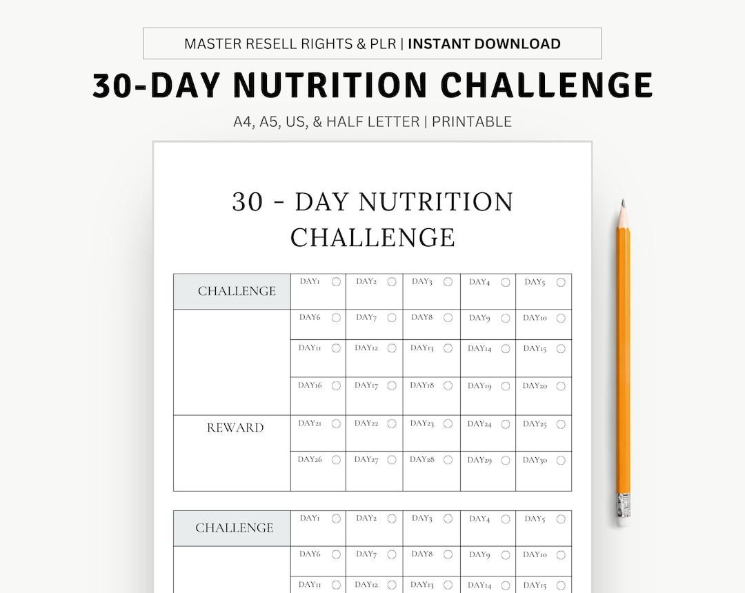 30-day Nutrition Challenge Planner Page Printable - Achieve Your Health ...