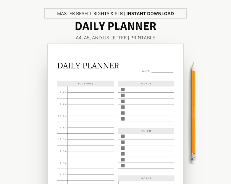 Printable Daily Planner Fillable Daily to Do List Productivity Planner ...
