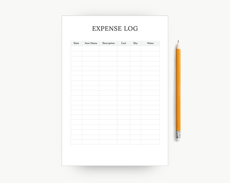 Printable Expense Log Planner, Expense Tracker, Expense Log, Spending ...