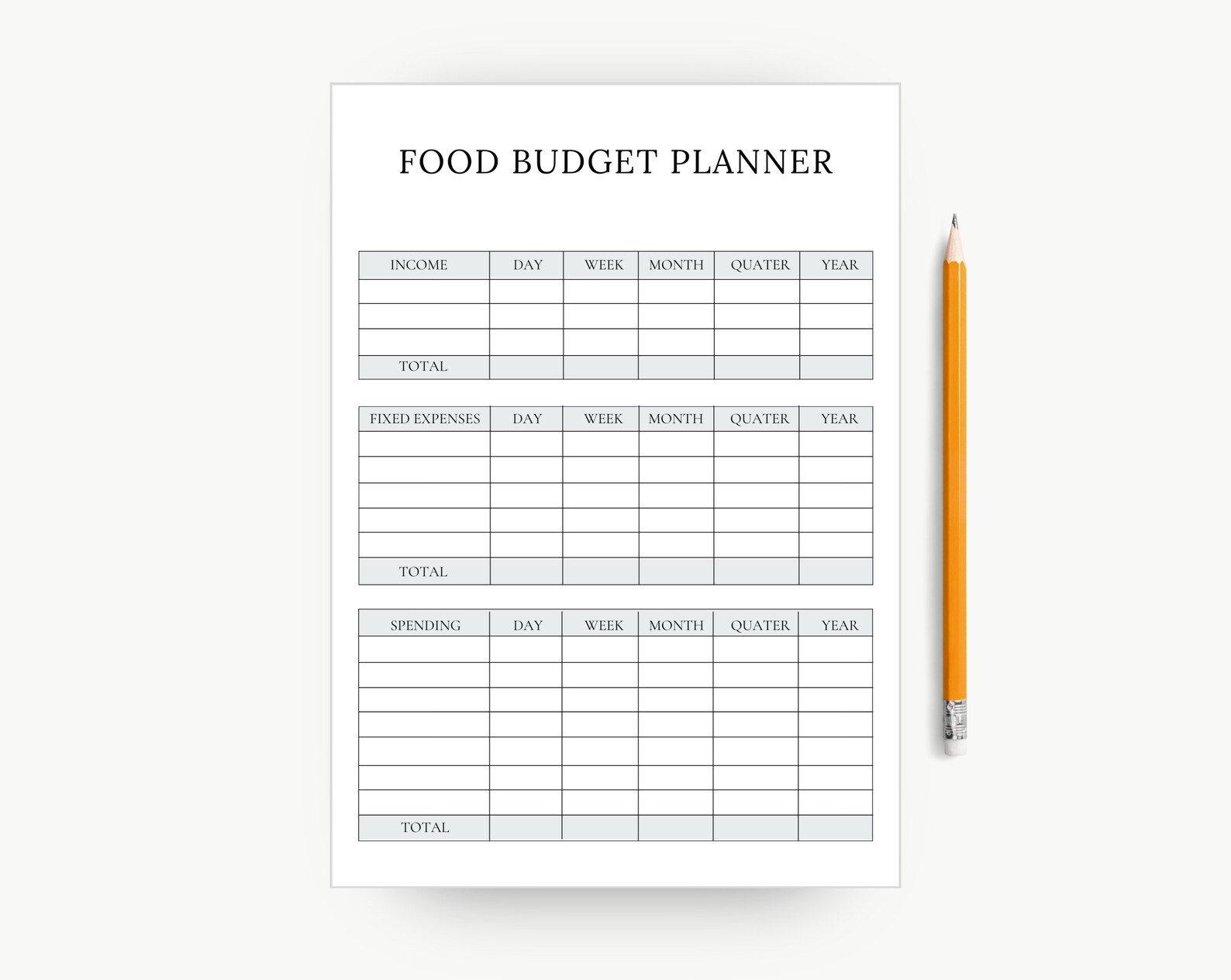 Printable Food Budget Planner, Weekly Meal Planner and Grocery List ...