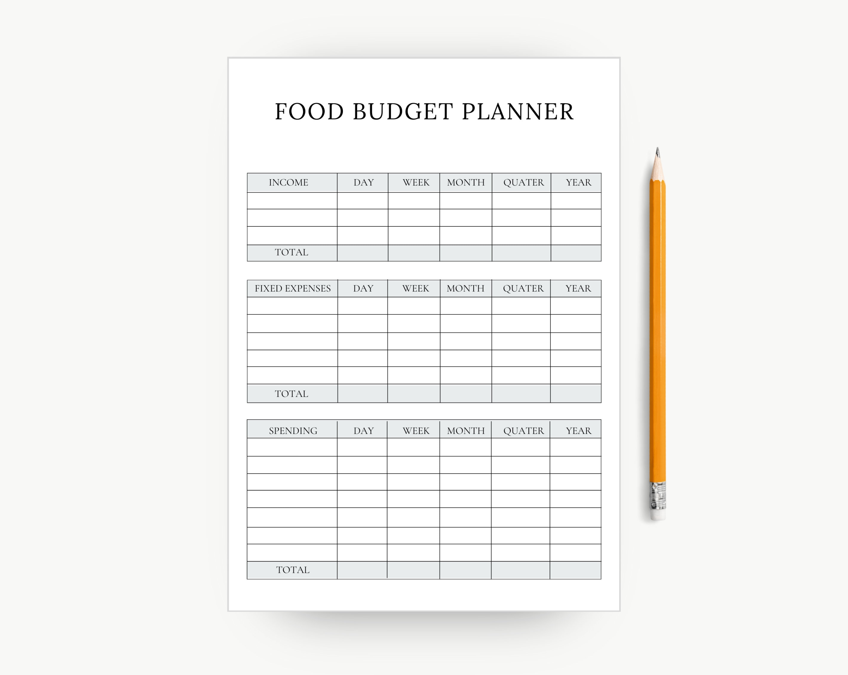 Printable Food Budget Planner, Weekly Meal Planner and Grocery List ...