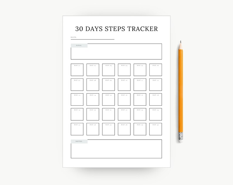 Printable 30 Day Step Tracker Planner - A4, A5, US Letter, Half Letter ...