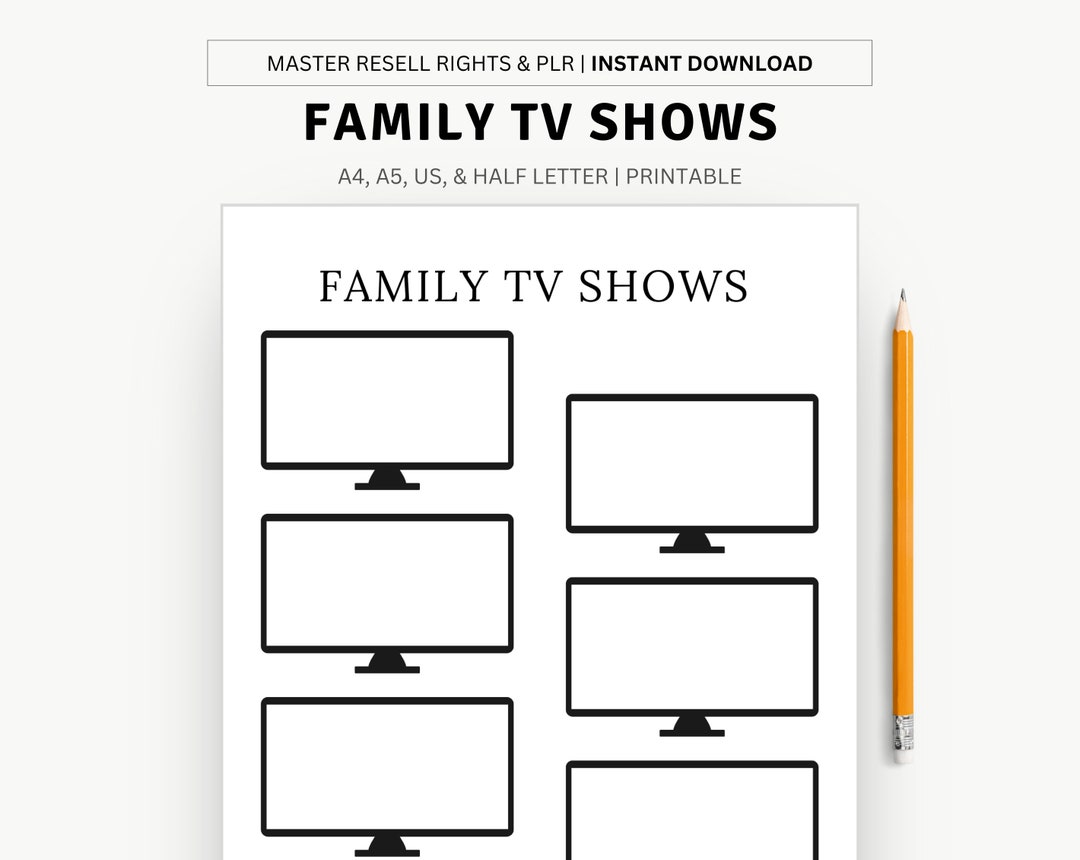 Printable Family TV Shows Planner, Entertainment Events Planner, TV ...