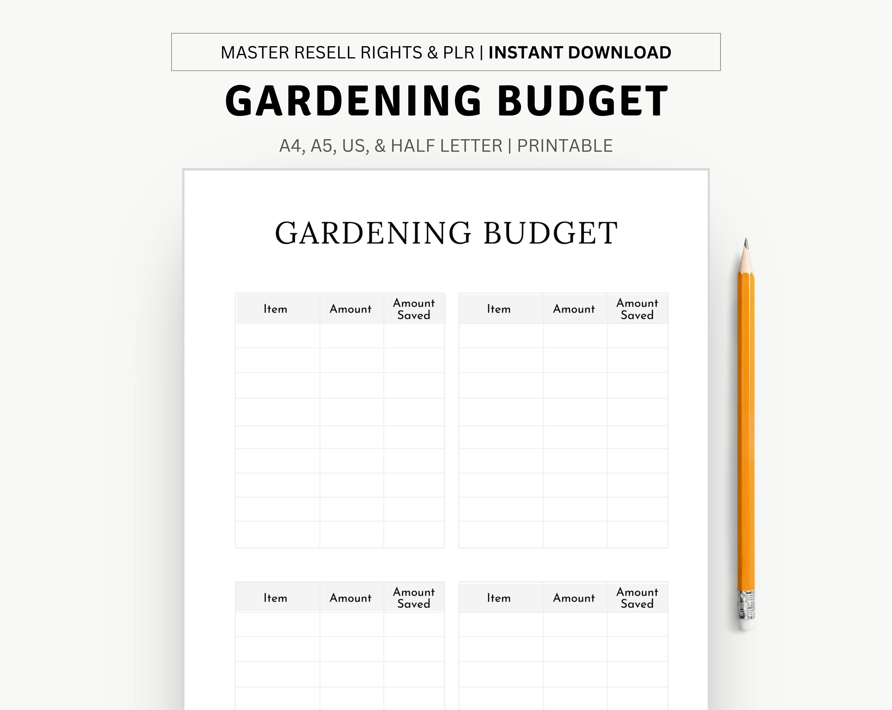 Printable Gardening Budget Planner, Garden Planner, Plant Care Planner ...