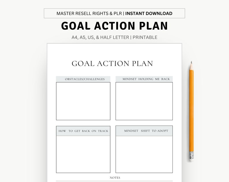 Printable Goal Action Plan Personal Growth Planners A4, A5, US Letter ...