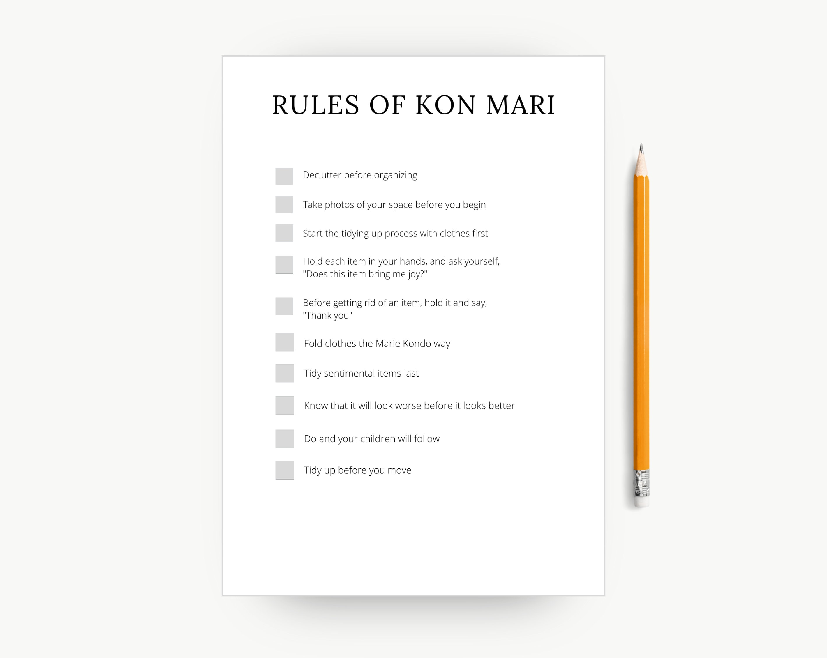 Rules of Kon Mari Checklist ADHD Cleaning Checklist Decluttering and ...