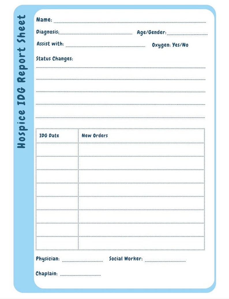 Hospice IDG Nursing Report Sheet - Etsy