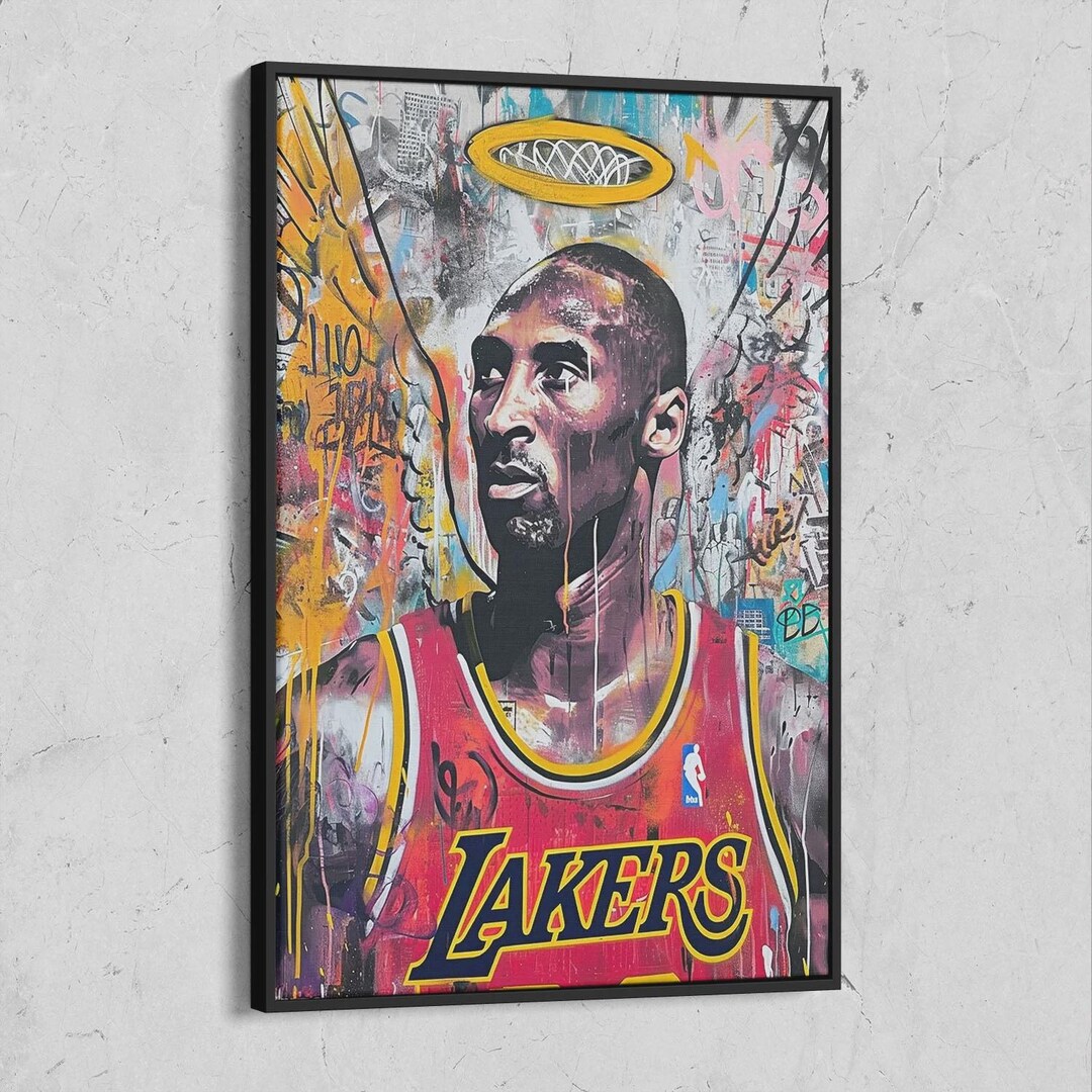 Kobe Bryant Angel Street Art Painting Motivational Canvas & Acrylic ...