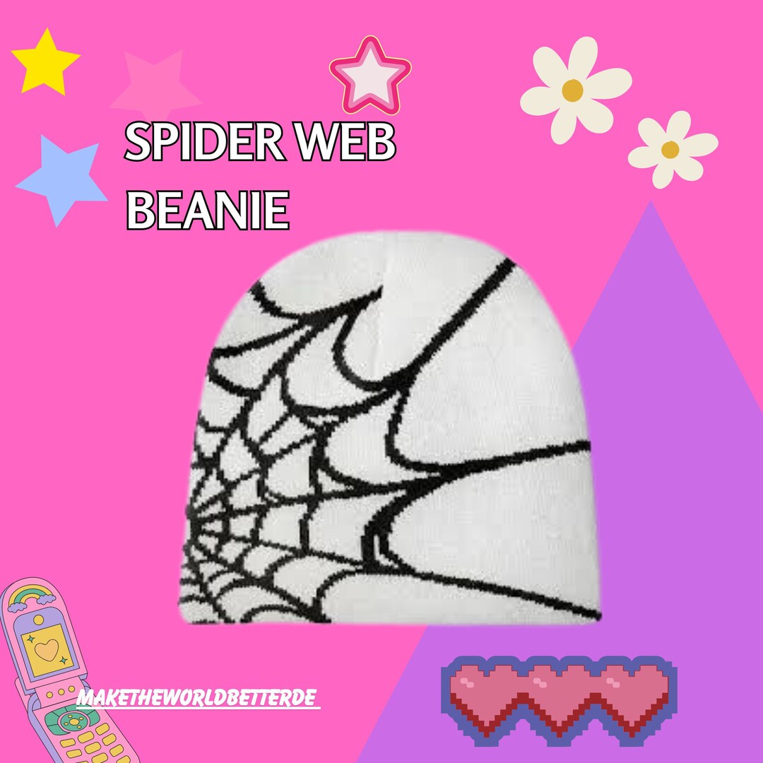 Spider Web Beanie Y2K Spider Hat Halloween Spider Knit Hat - Etsy