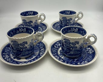 Copeland Spode's Tower England Blue Teacup and Saucer | Old Mark Copeland Spode Cup and Saucer ...