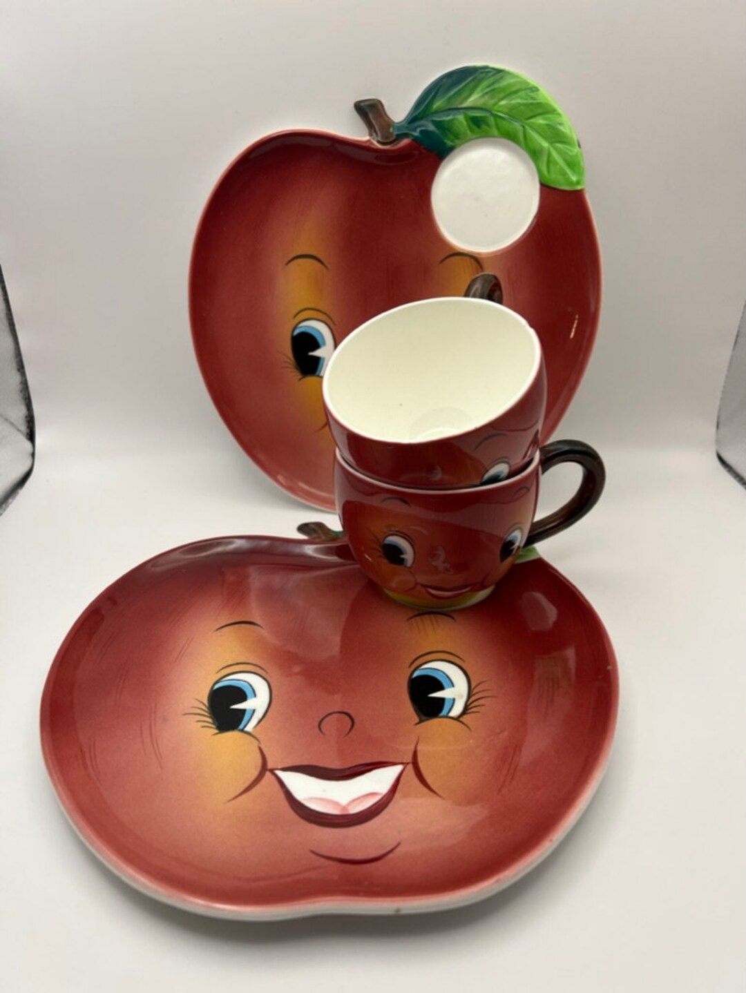 Vintage Apple Py Plate and Cup - Set of 4 Pcs - Etsy