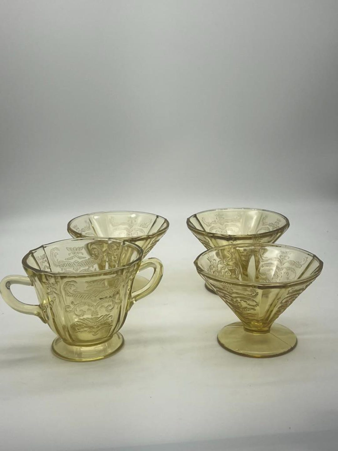 Vintage Depression Glass "madrid Amber" by Federal Glass - Set of 4 - Etsy