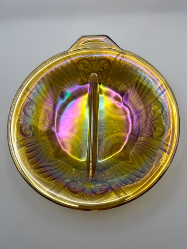 Indiana Glass Nappy Marigold Carnival Glass Relish Dish - Etsy