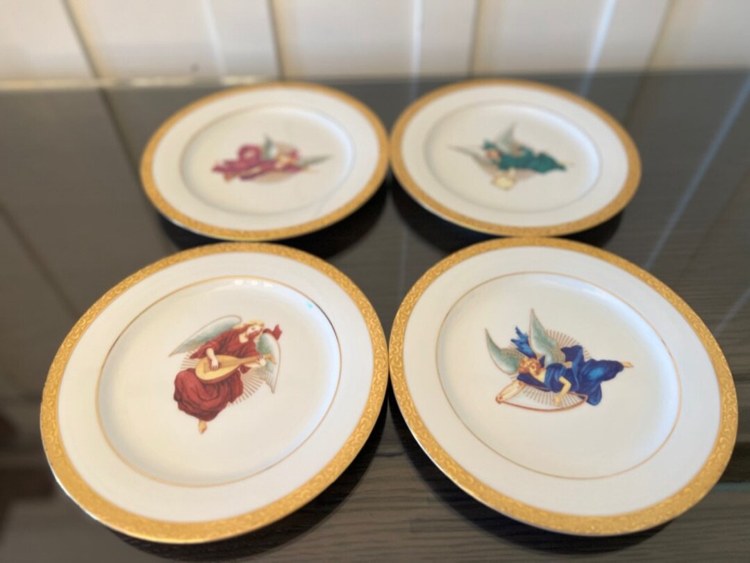 Nikko Fine China Patra Thailand Gold Filigree Angel Plates - Set of 4 ...