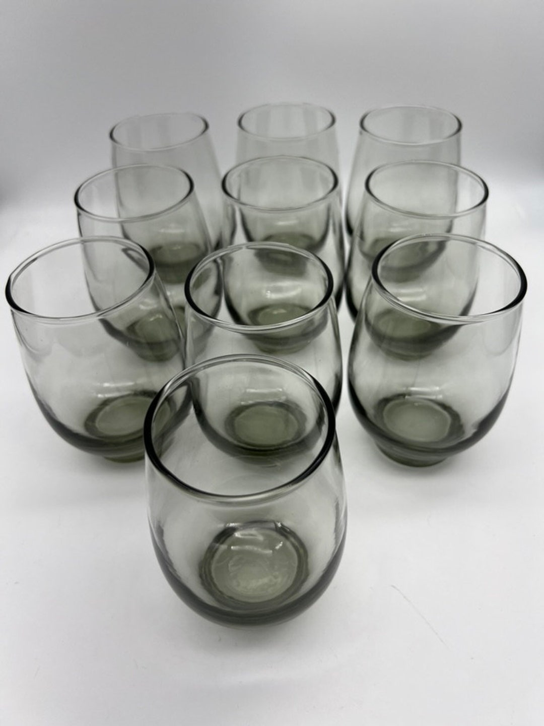Vintage Libbey Smoked Glasses - Set of 9! - Etsy