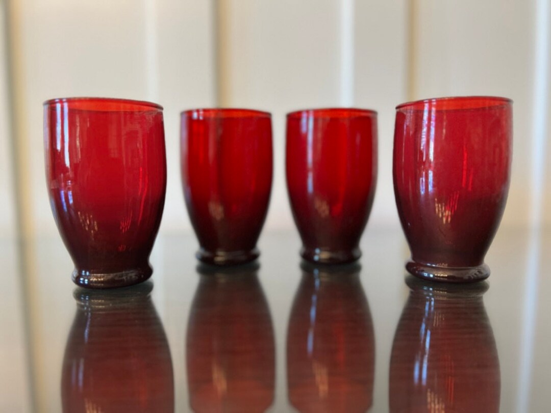 Vintage Anchor Hocking Baltic Royal Ruby Red Liqueur Cordial / Juice ...