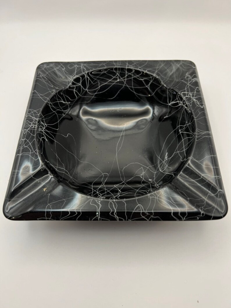 Vintage Black Atomic Glass Ashtray - Etsy