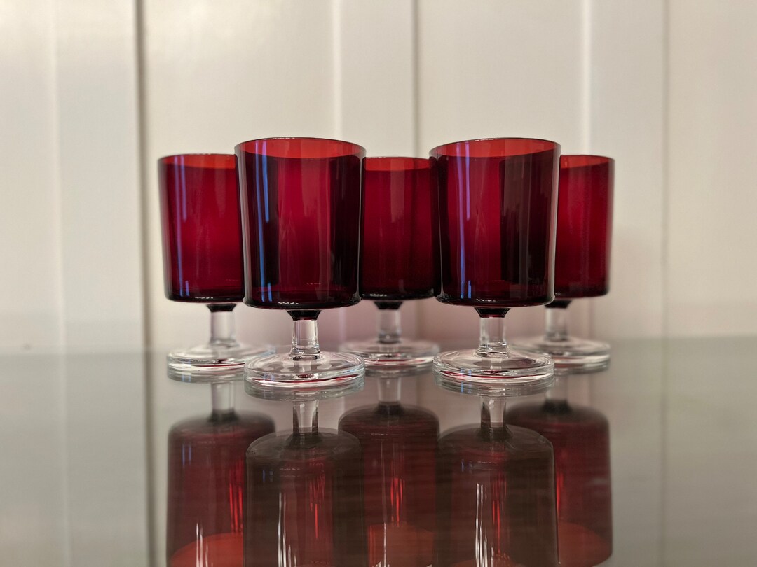 Ruby Red Luminarc 4.5 Wine Glass Set of 5 - Etsy
