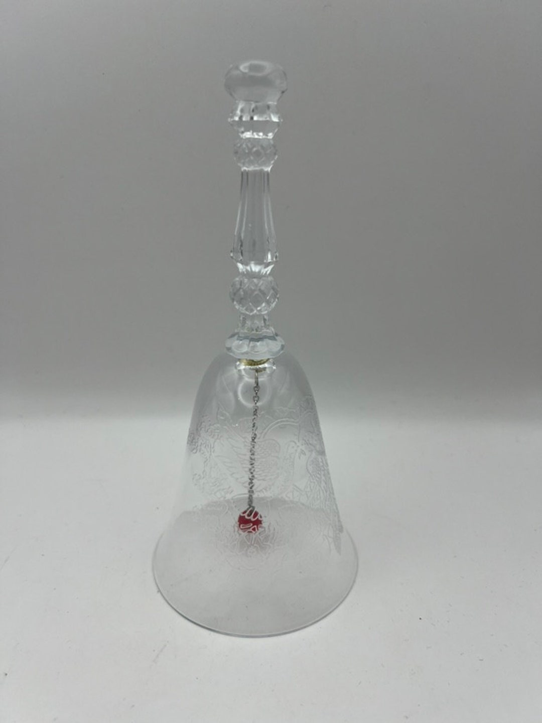 Fostoria Clear Crystal Bell - Etched With 1980 and Two Love Birds in a ...