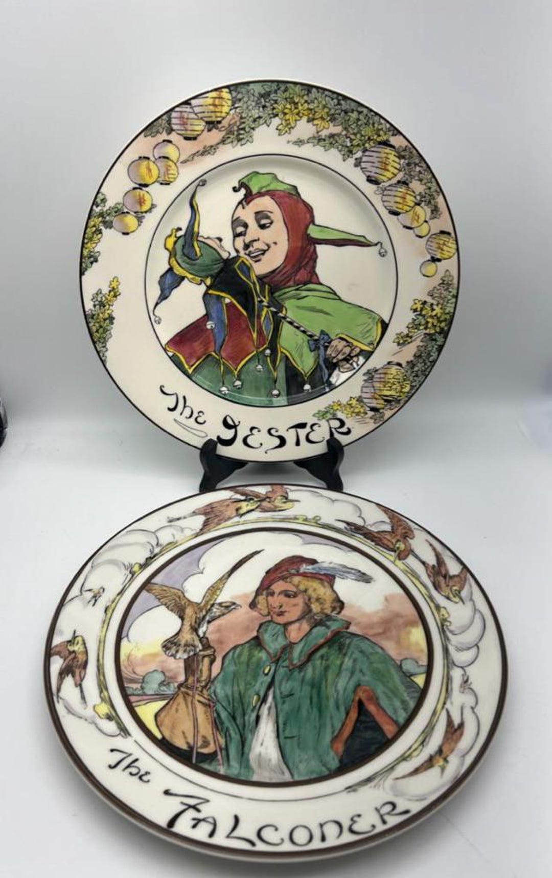Vintage Royal Doulton Jester and Falcon Plate - Set of 2 - Etsy