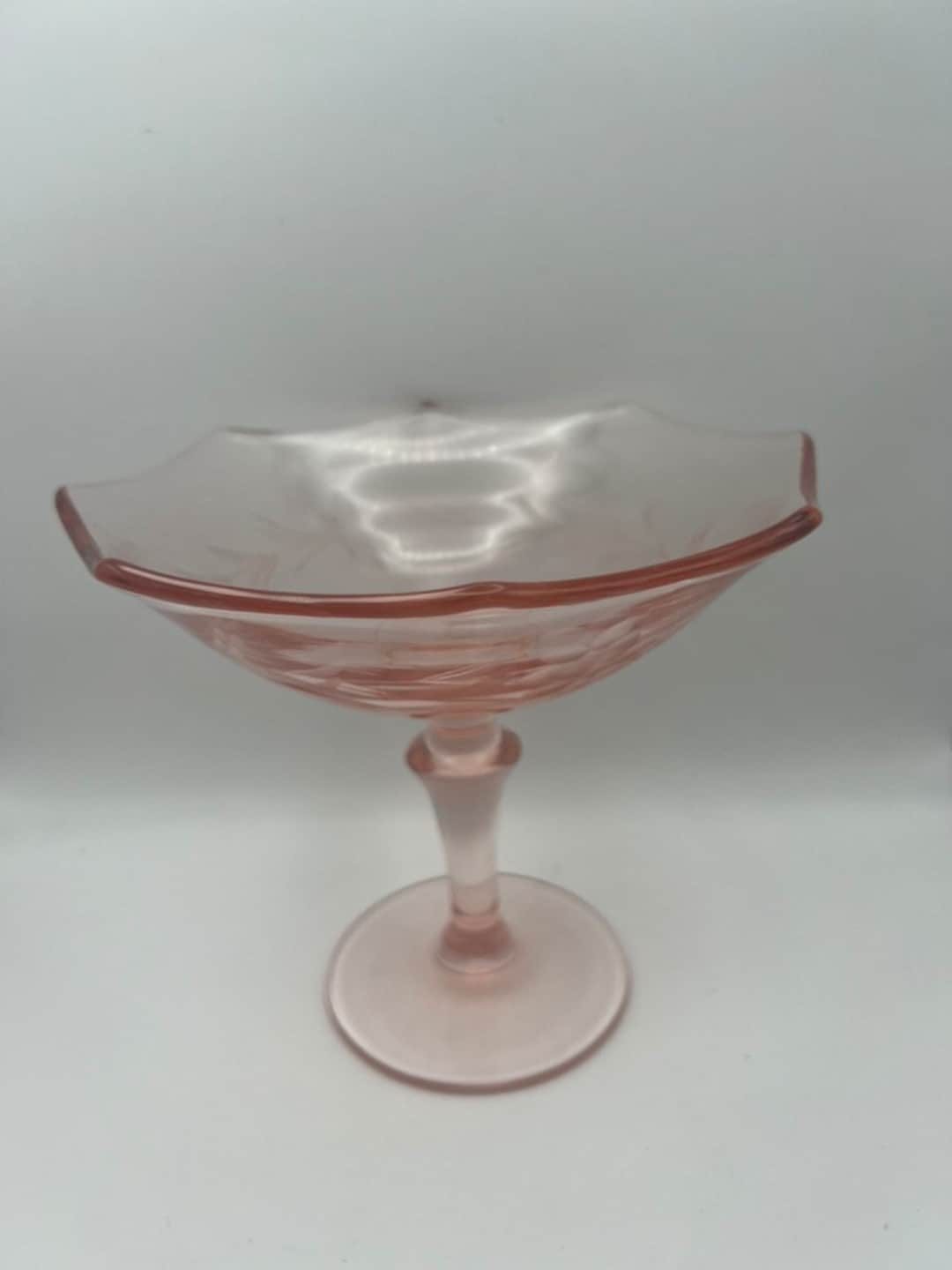 Vintage Pink Depression Glass Compote / Pedestal Dish - Etsy
