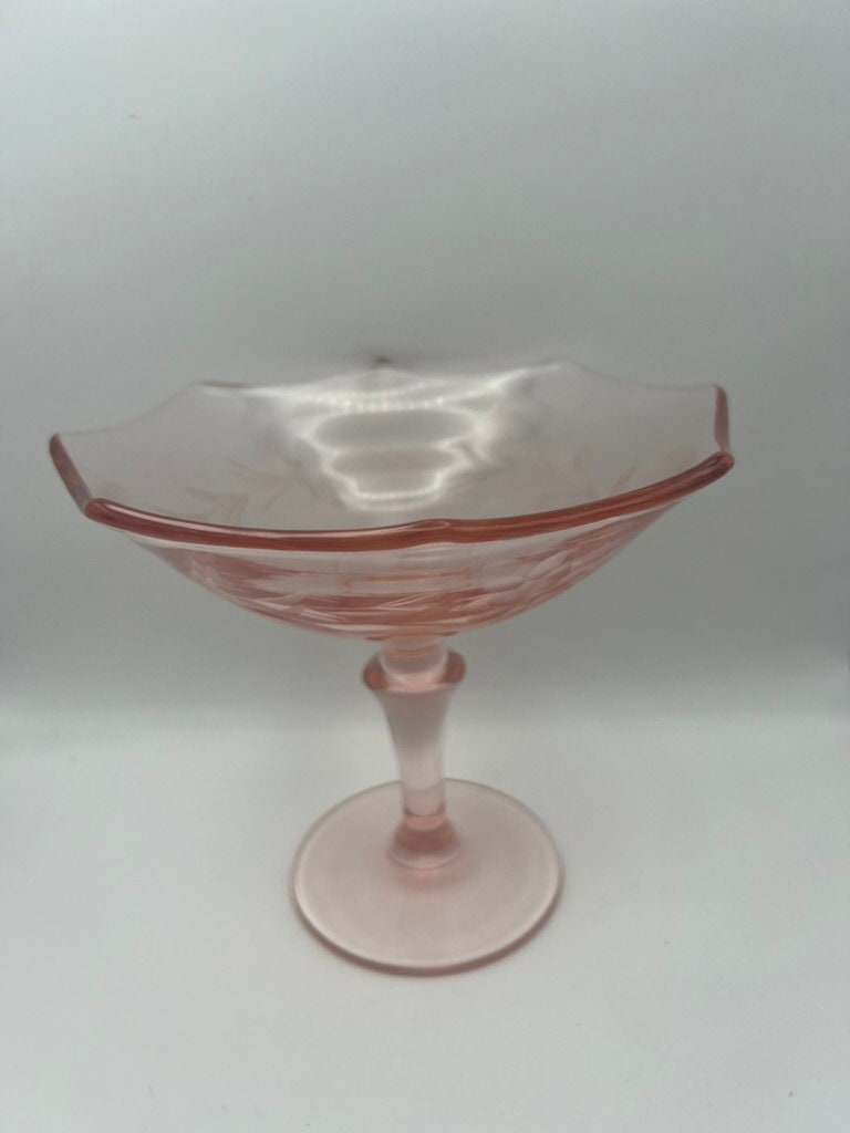 Vintage Pink Depression Glass Compote / Pedestal Dish - Etsy