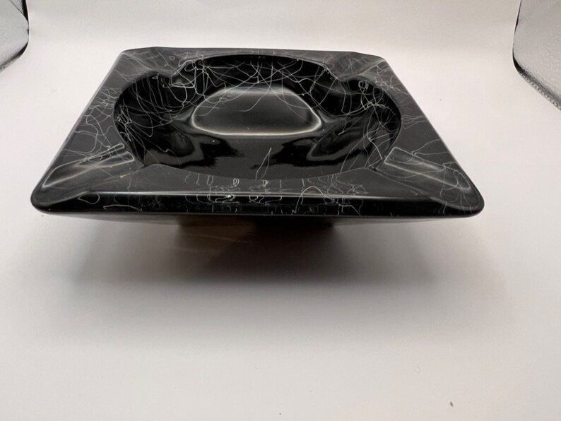 Vintage Black Atomic Glass Ashtray - Etsy