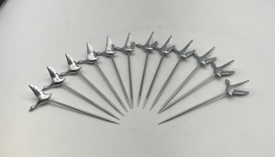 Grey Goose Stainless Steel Martini Cocktail Olive Fruit Picks Set of 12 ...