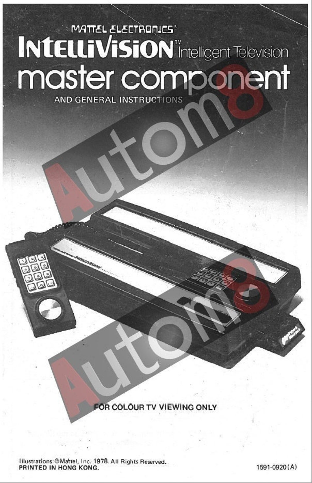 Intellivision Master Component and General Instructions Original PDF ...