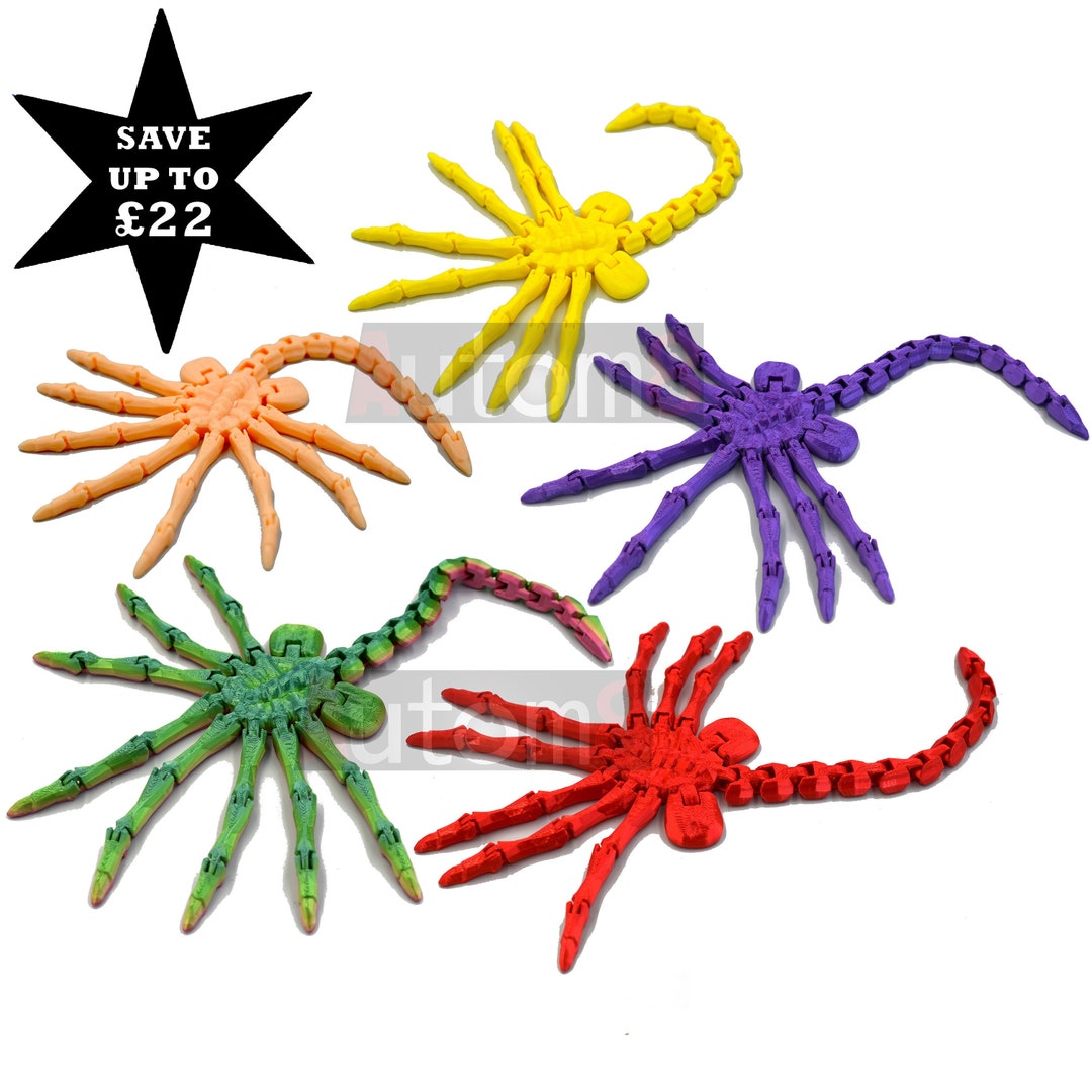 Alien Face-hugger - Flexible 3D Printed Animal Articulated Flexi Fidget ...