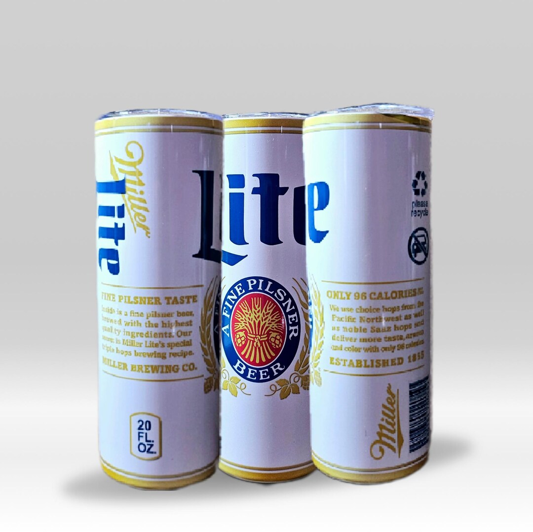 Miller Lite white Can Style 2 20 Ounce Stainless Steel Tumbler includes ...