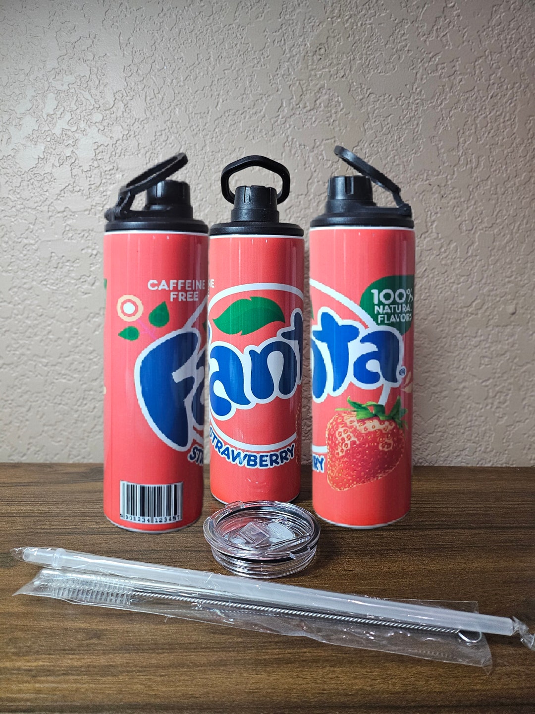 Fanta Strawberry 20 Ounce Stainless Steel Tumbler/ Water Bottle Combo ...