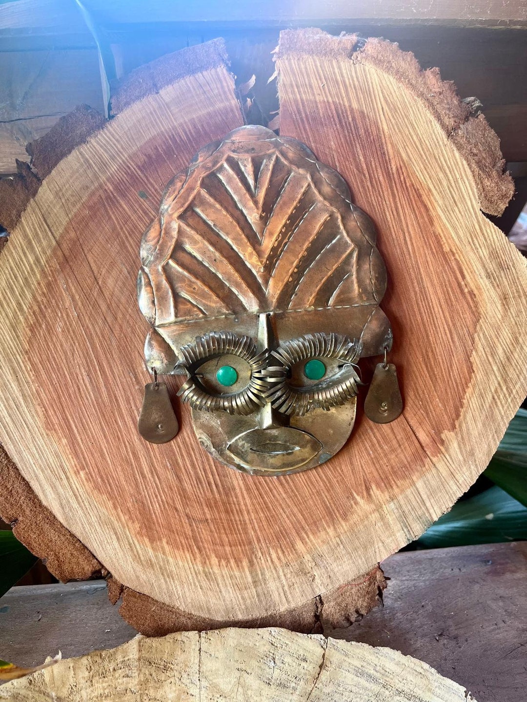 Antique Mexican Brass Spiritual Mask Handcrafted, Mid 20th Century ...