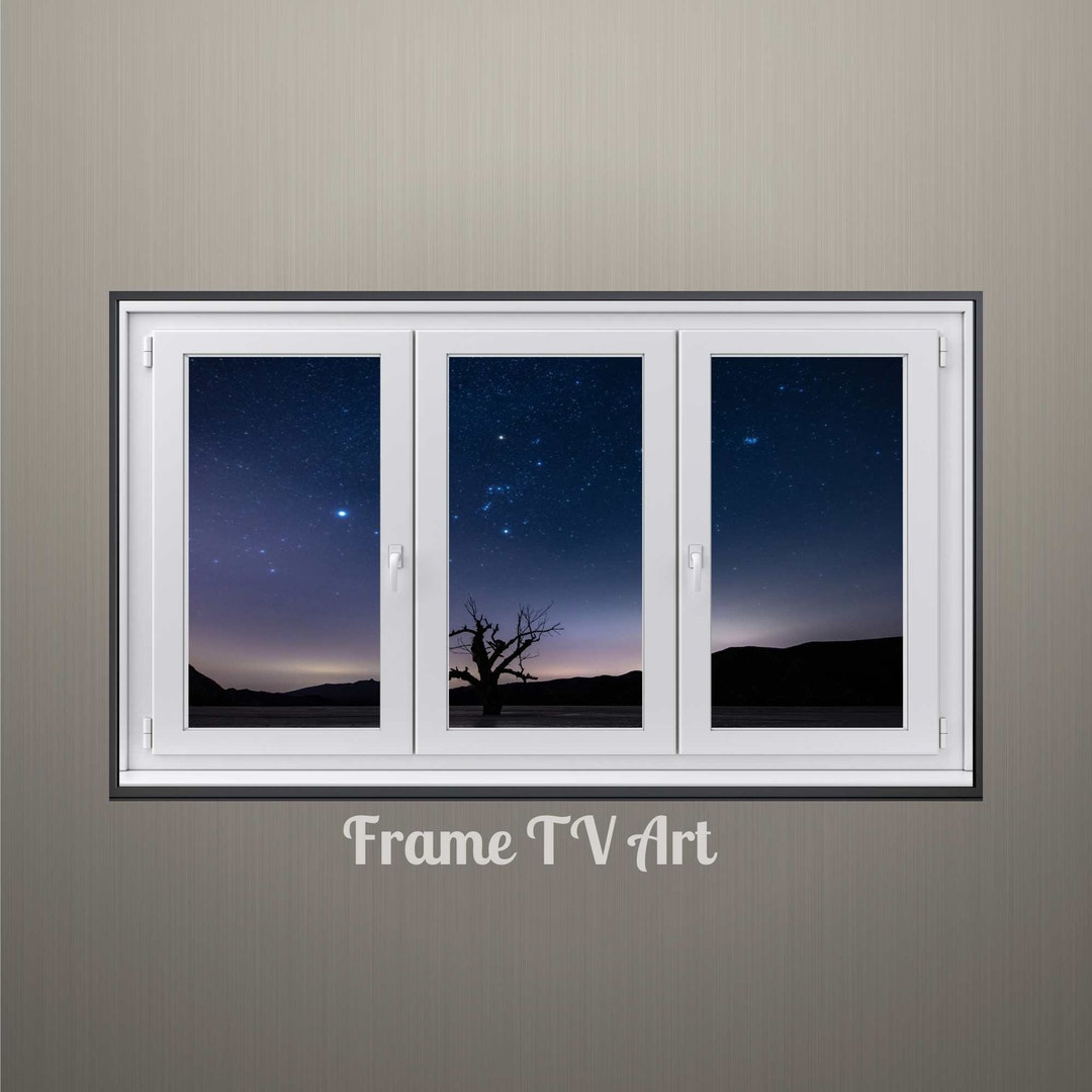 Samsung Frame TV Art, Window Night Landscape, Holiday Tv Art, Night ...