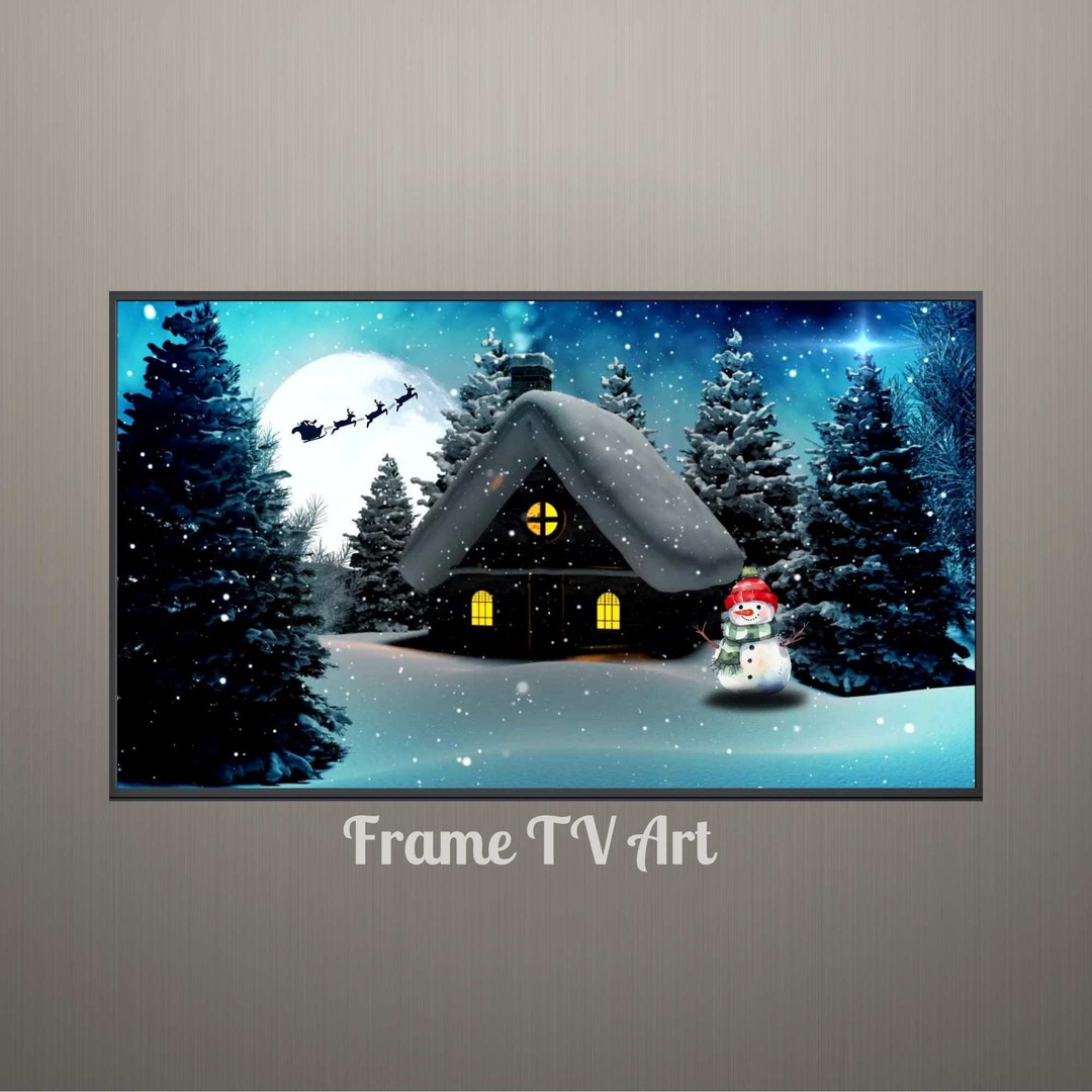 Samsung Frame TV Art Winter, Frame TV Art Dark Night Christmas Decor ...