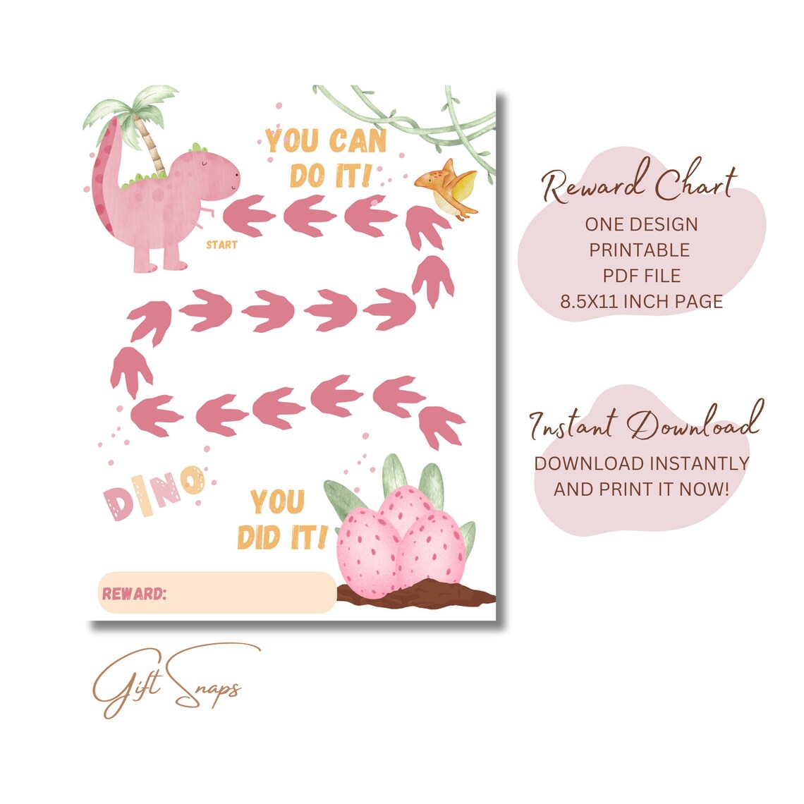 Dinosaur Reward Chart Reward Chart Printable Kids Reward - Etsy