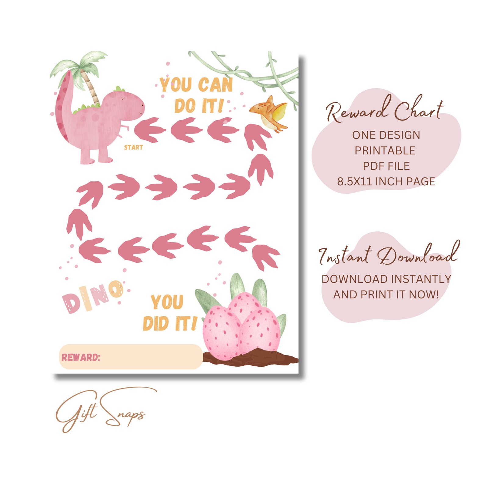 Dinosaur Reward Chart Reward Chart Printable Kids Reward - Etsy