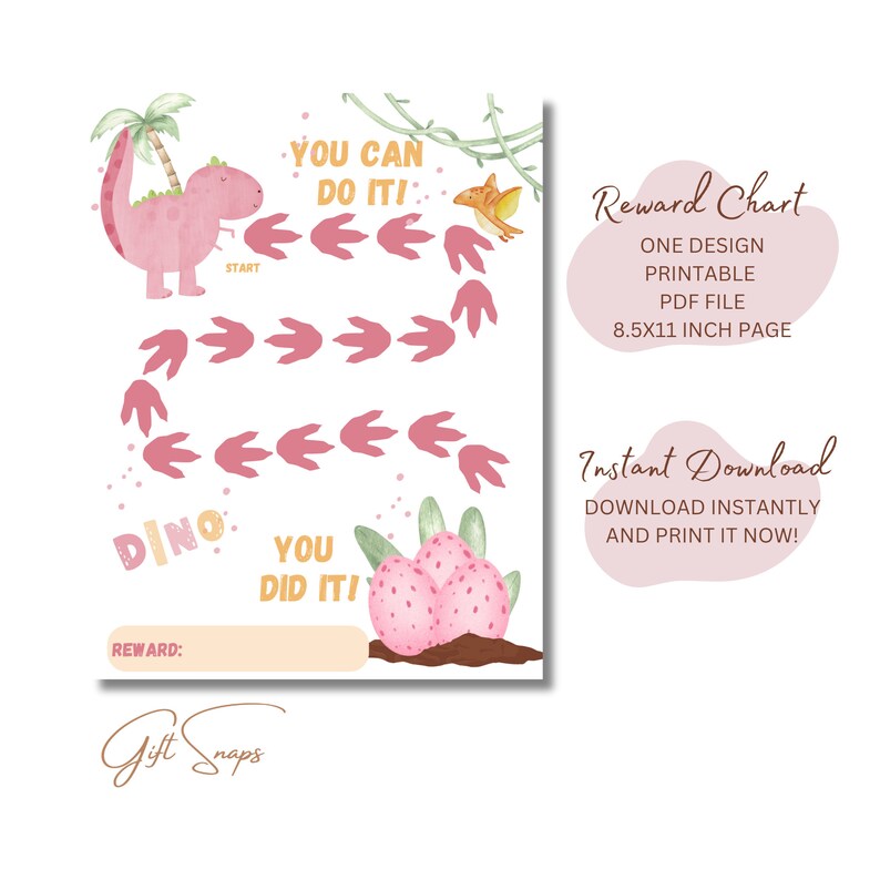 Dinosaur Reward Chart, Reward Chart Printable, Kids Reward Chart - Etsy