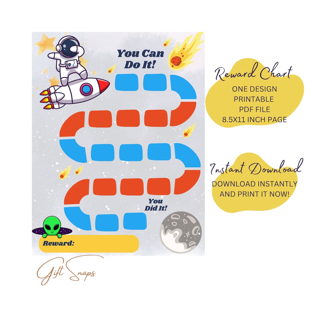 Astronaut Reward Chart, Reward Chart Printable, Reward Chart for Kids ...