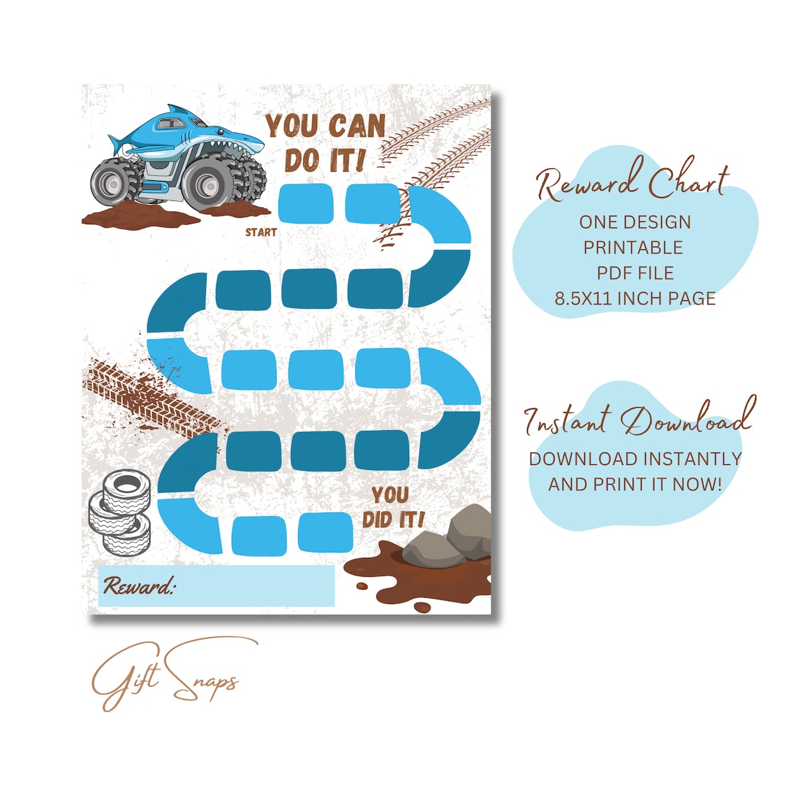Truck Reward Chart, Reward Chart Printable, Truck in Mudd - Etsy