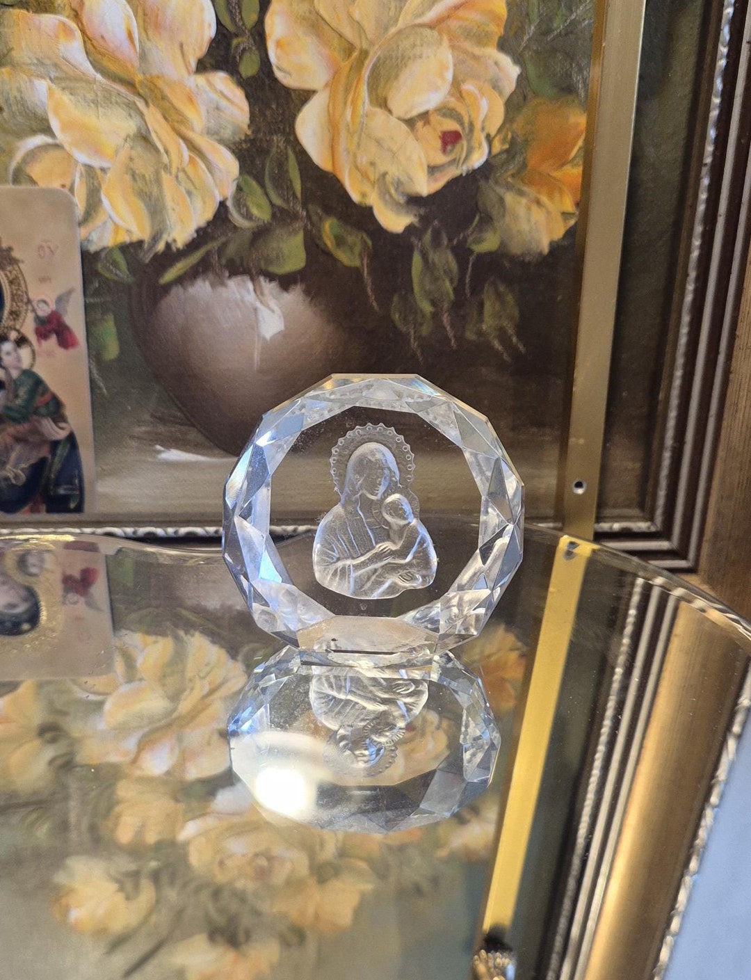Vintage Mary & Jesus Austrian Crystal Cut Paperweight - Christian ...