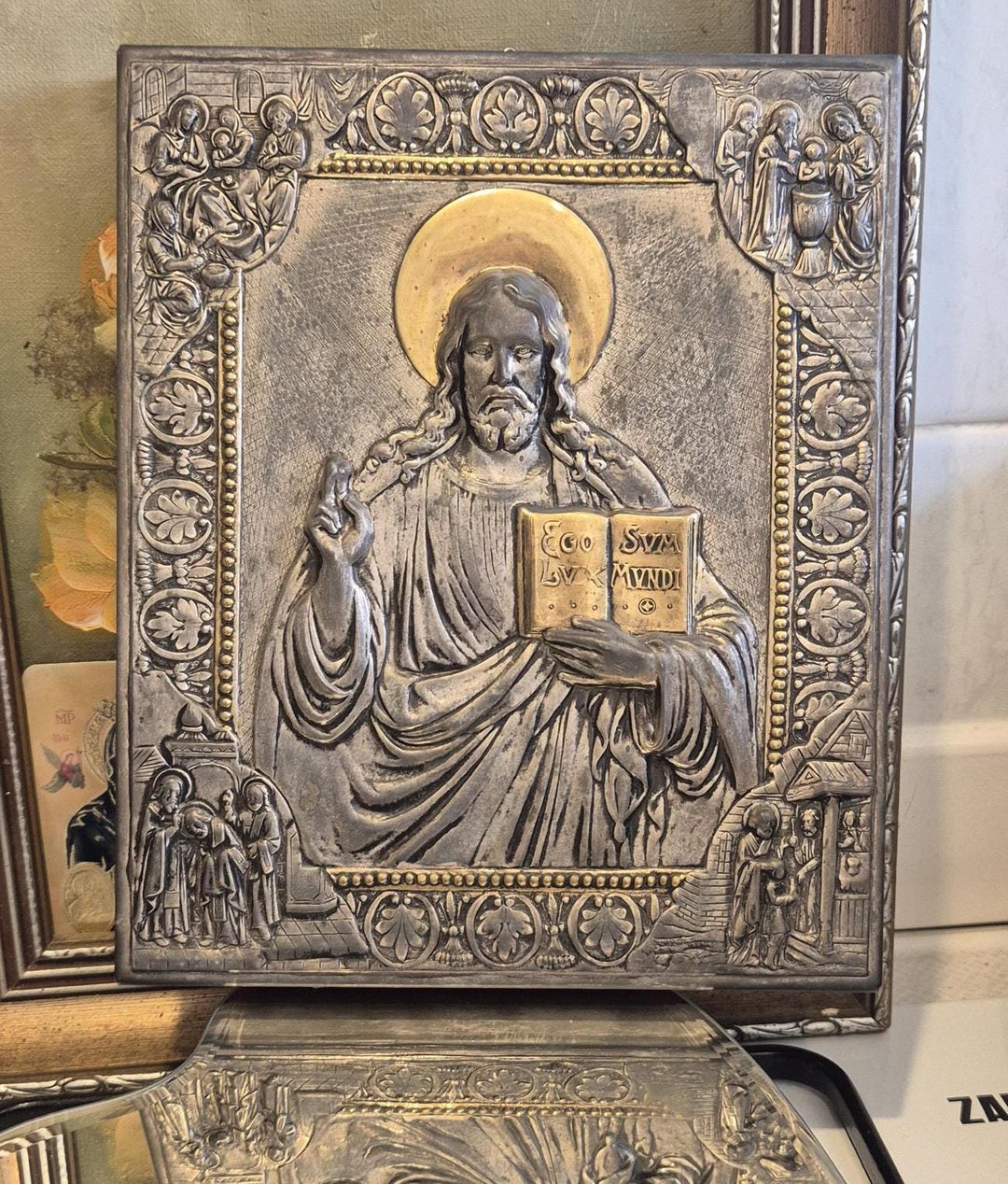 Vintage "the Sacred Heart of Jesus" Altar Plaque - Christian ...