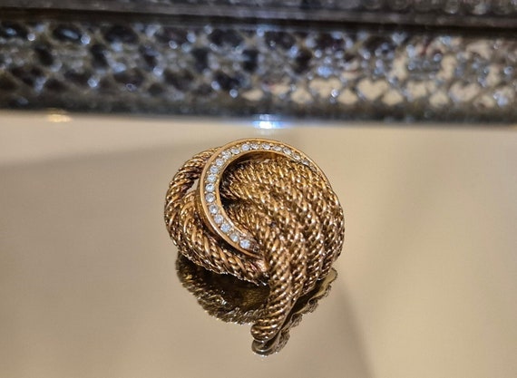 Vintage Christian Dior 1970s Twisted Rope Knot Gold P… - Gem