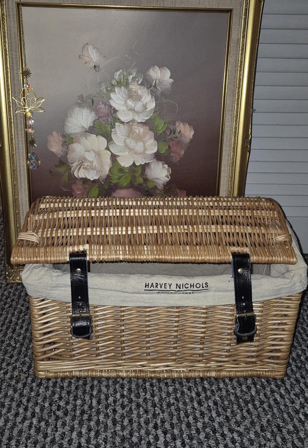 Vintage Harvey Nichols Wicker Gift Hamper Box Picnic Basket - Harvey ...