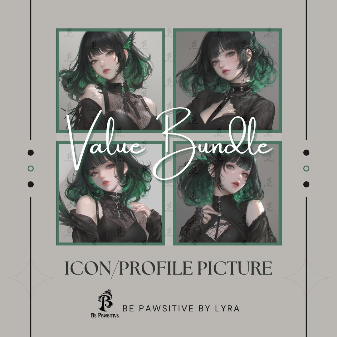 Premade Icon/pfp | Aesthetic, Gothic, Mystical, Green Ombré Girl ...