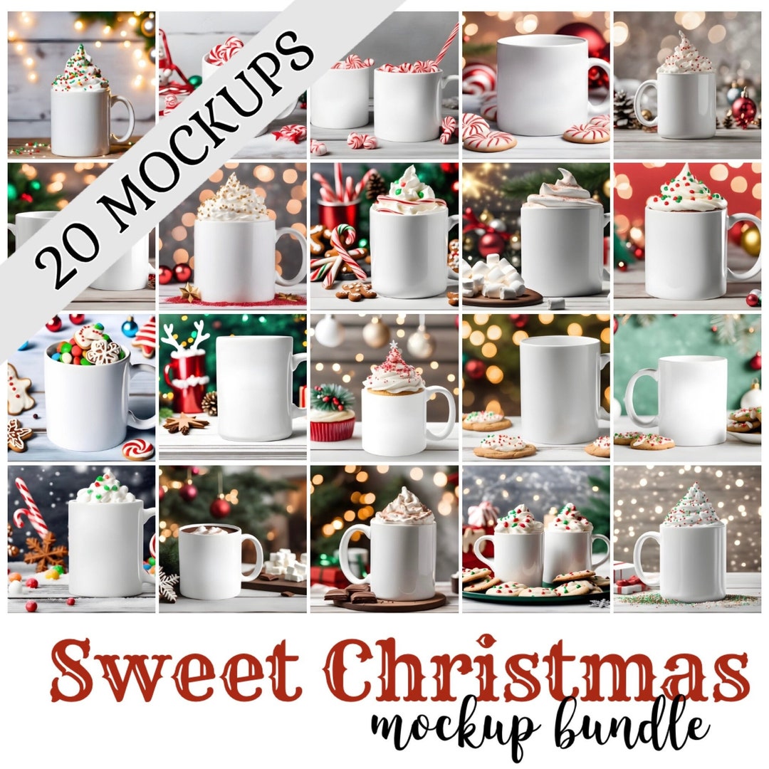 Sweet Christmas Coffee Cup Mockup Bundle - Cute Mug Mock-ups for Winter ...